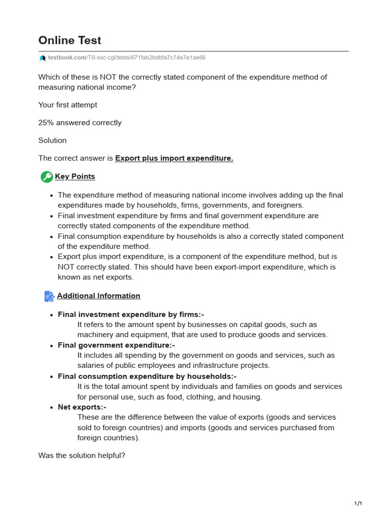 Expenditure Method of National Income | PDF