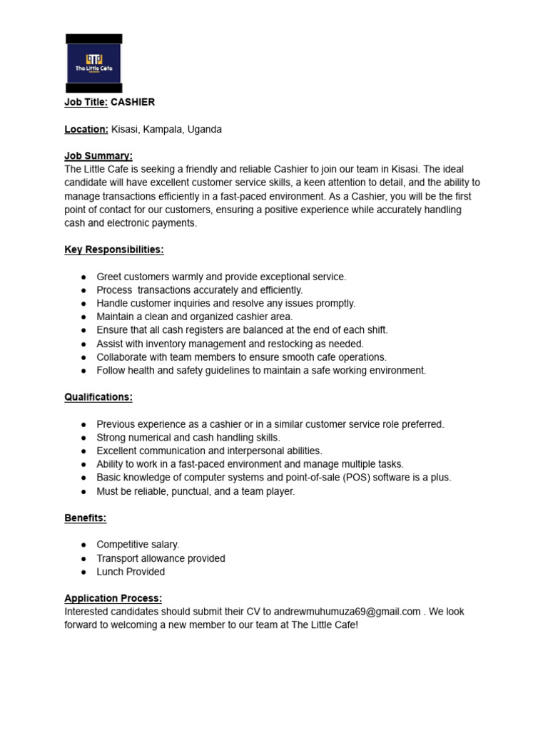 Job Title - Cashier | PDF