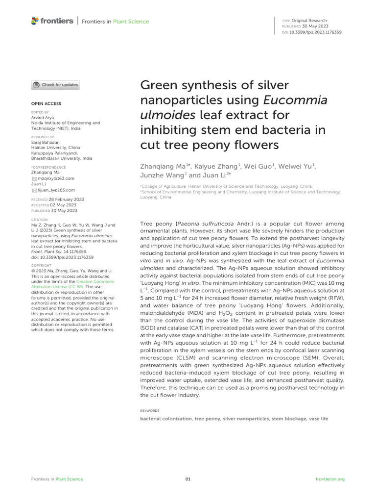 Green Synthesis of Silver Nanoparticles Using Euco | PDF | Amine