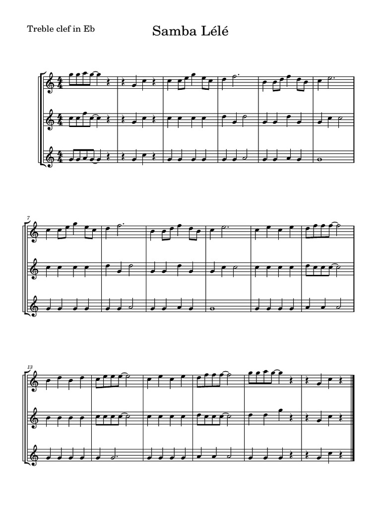Samba Le Le -Treble Clef in Eb | PDF