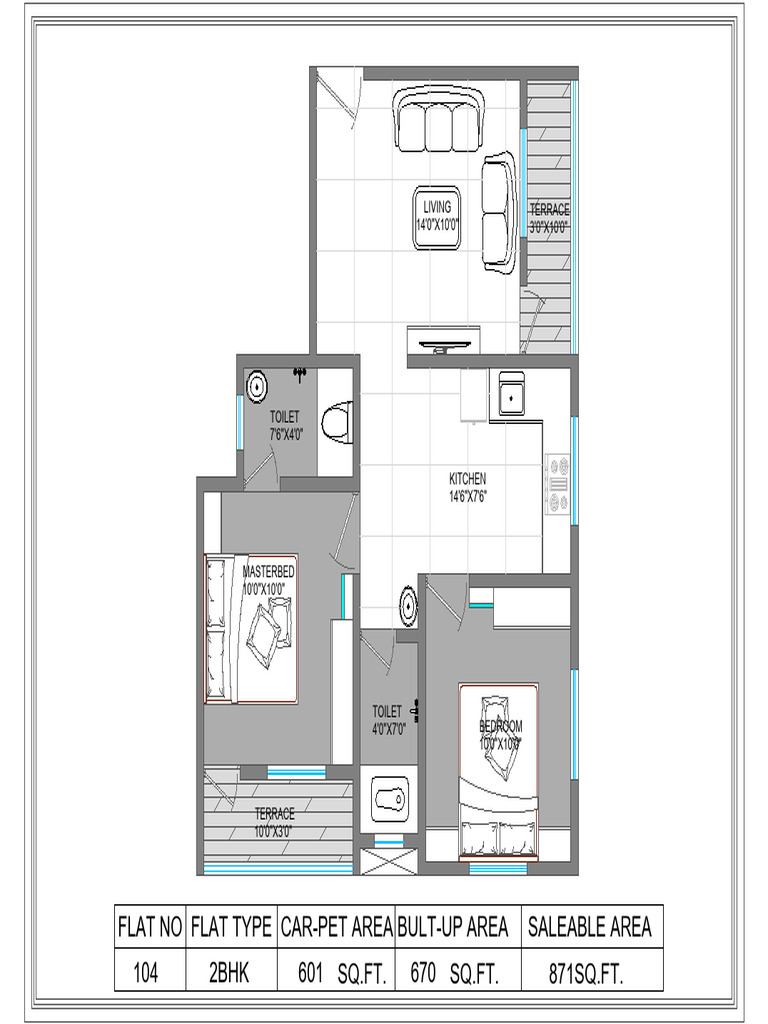 2BHK Flat Specifications and Layout | PDF