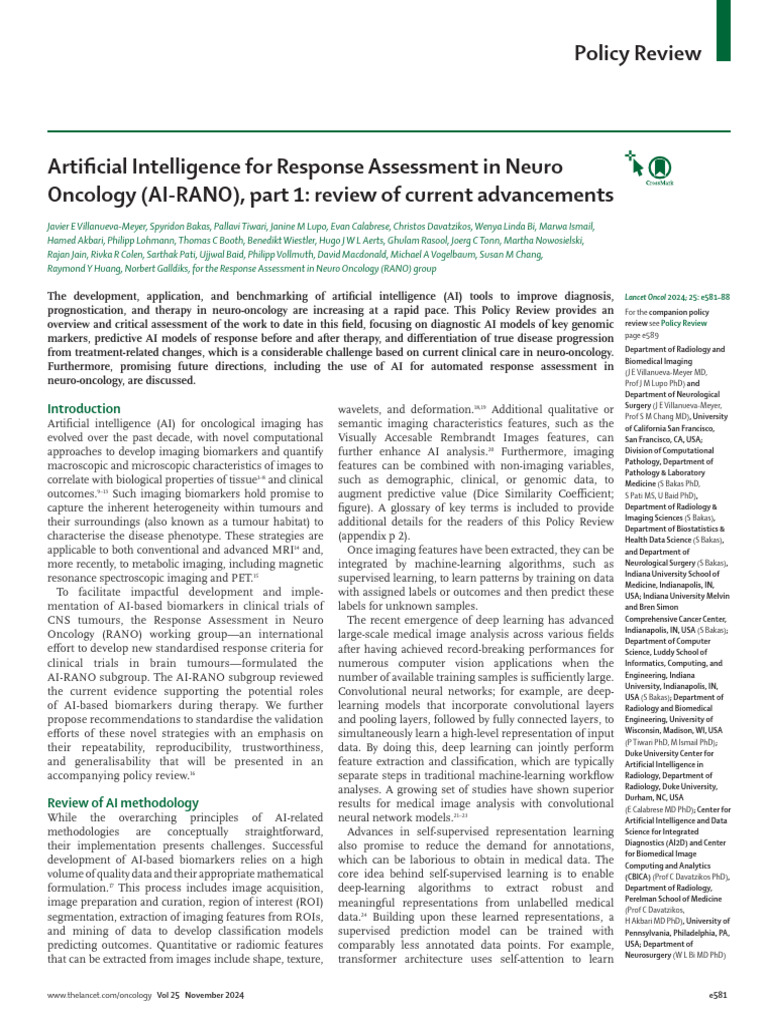 Artificial Intelligence For Response Assessment in Neuro Oncology (AI ...