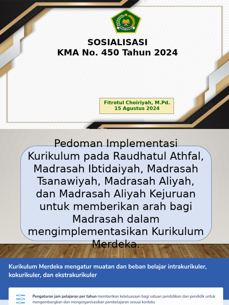 Struktur Kurikulum KMA 450 Tahun 2024 - MTS | PDF