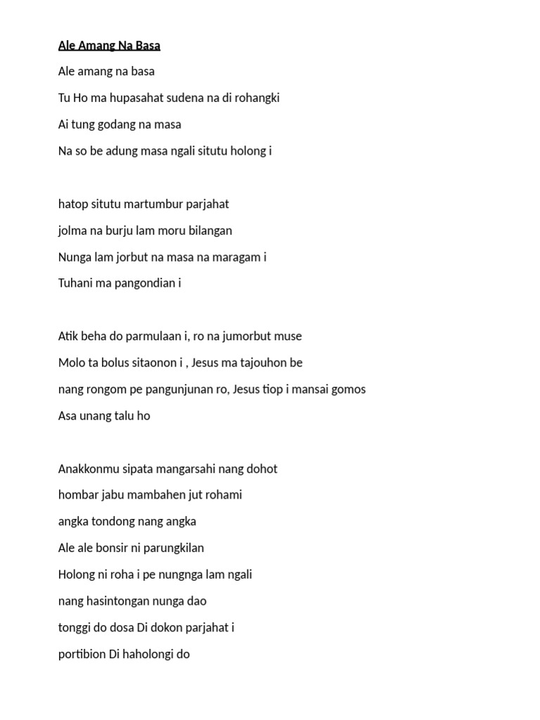 Koor Ama - Ale Amang Na Basa | PDF
