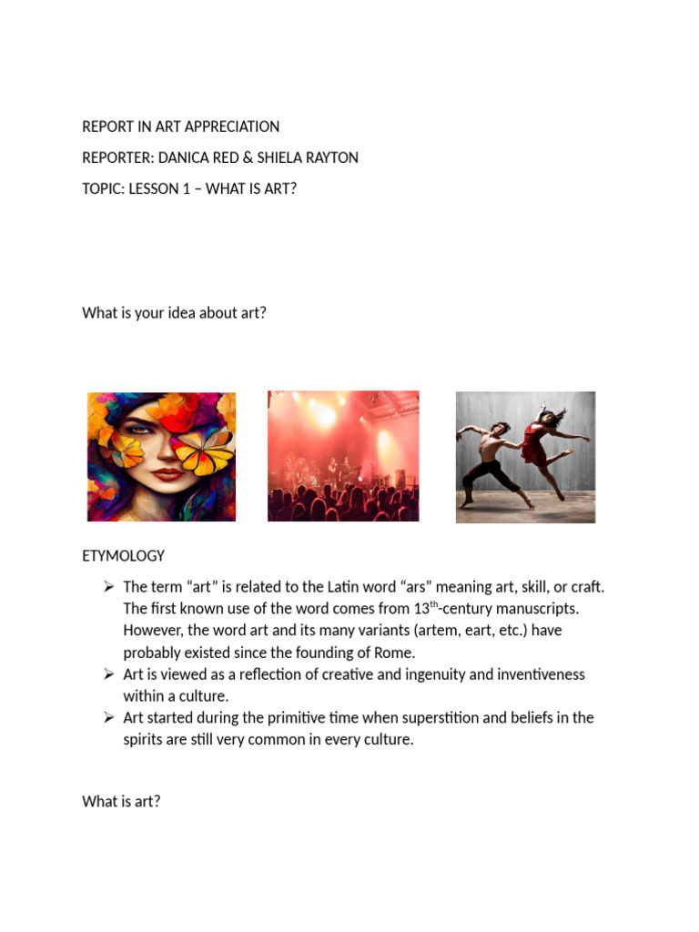 Art Appreciation Lesson 1 - What Is Art | PDF | The Arts | Aesthetics