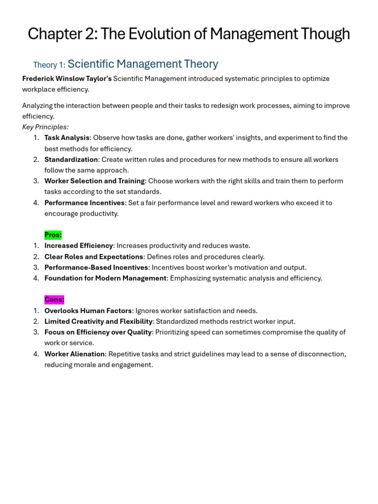 Chapter 2 Evolution of Management Thoughts | PDF | Motivation ...