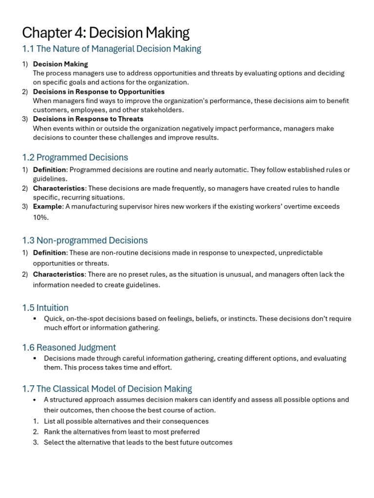 Chapter 4 Decision Making | PDF | Decision Making | Risk