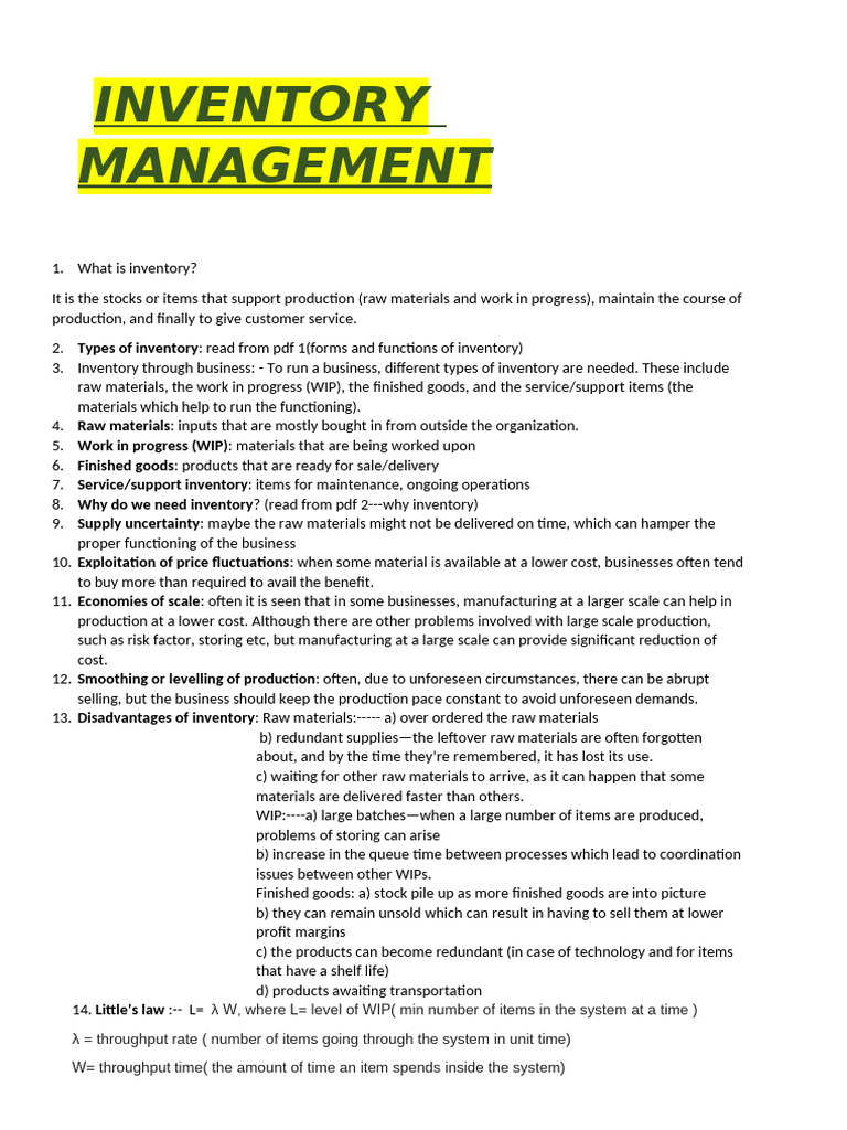 Basics of Inventory Management | PDF | Inventory | Demand