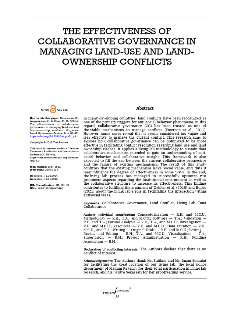 The Effectiveness of Collaborative Governance in Managing Land-Use and ...