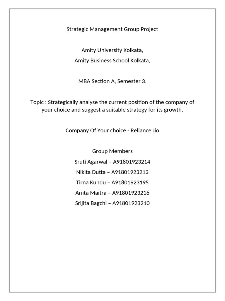 Strategic Management Group Project | PDF