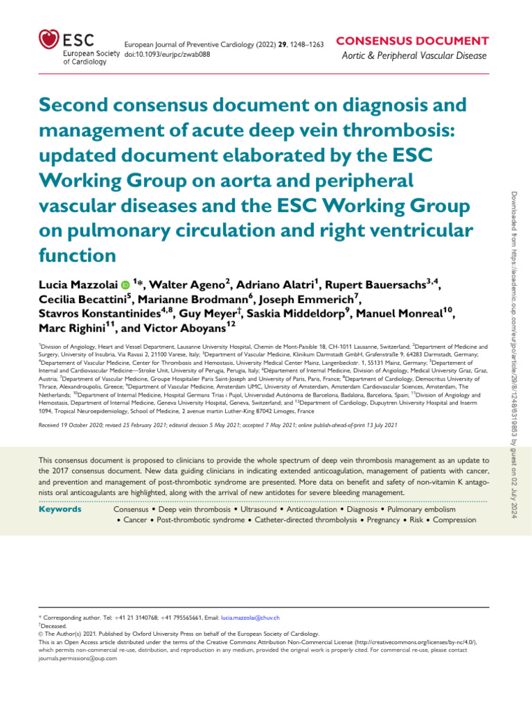 Acute DVT Diagnosis & Management Update | PDF | Thrombosis | Vein