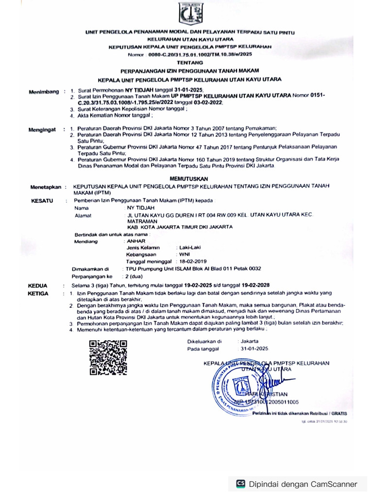 Surat Makam An Anhar Bin Ahmad 2025 S.D 2028 - 2 | PDF