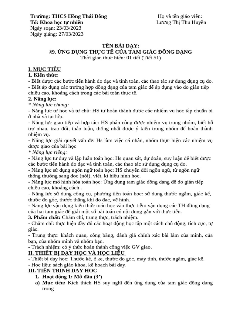 KHBH Hinh 8 Tiet 51 52 - Tuan 28 Nam Hoc 2022-2023 | PDF