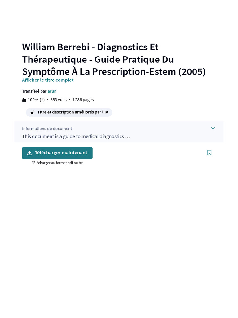 Guide Pratique : Symptôme à Prescription | PDF