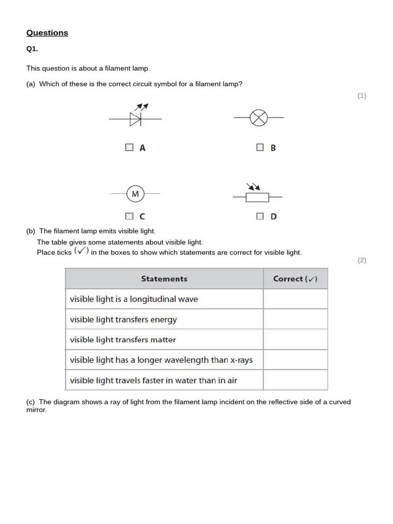 Revision-Worksheet-Year-11-Physics2 - MarkScheme | PDF | Voltage | Force