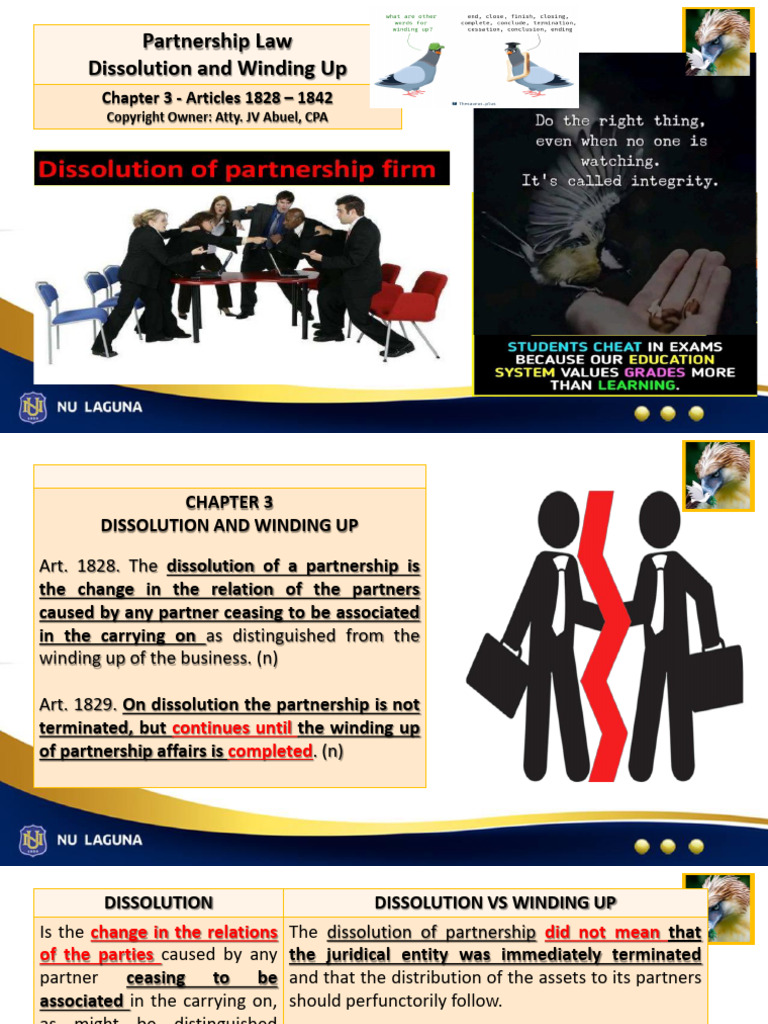 NU 3 Partnership Dissolution and Winding Up | PDF | Liquidation ...