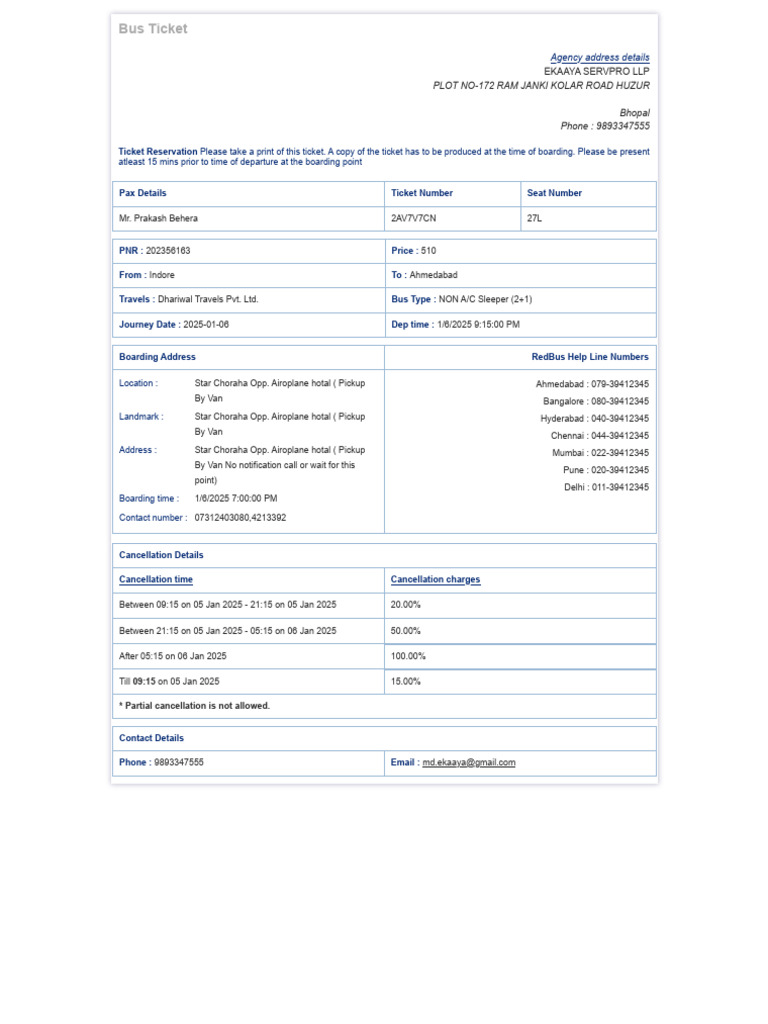 Bus ETicket ETicket 356876 | PDF