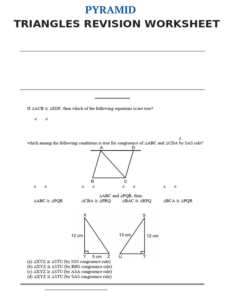 Triangle Revision Pdf Triangle Euclidean Plane Geometry