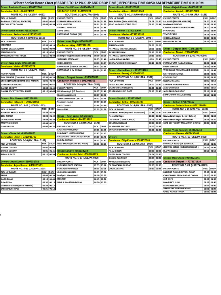 Winter Route Chart 6 To 12 | PDF
