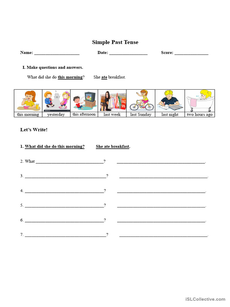 Simple Past Tense Exercises | PDF