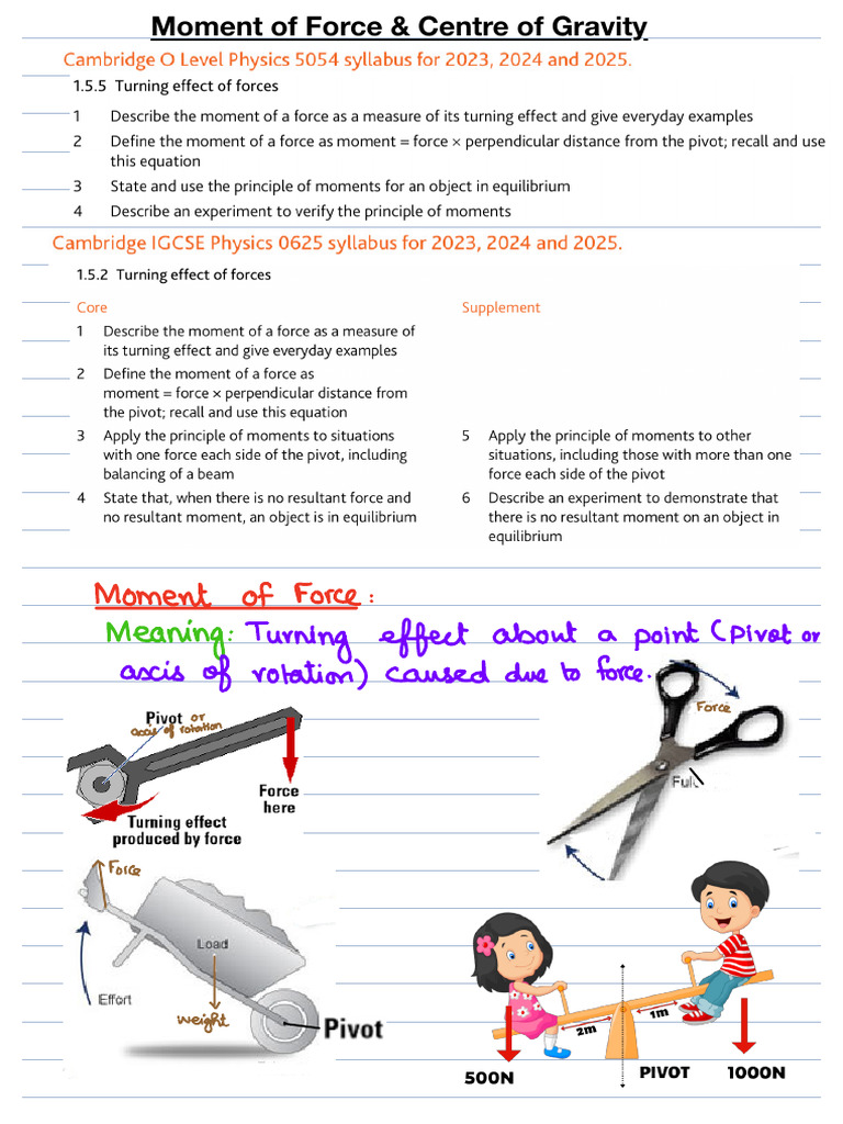 Moment of Force and Gravity Explained | PDF