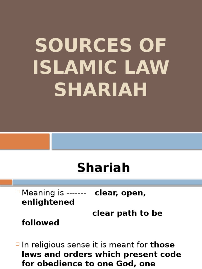 Sources of Islamic Law (Shariah) | PDF | Sharia | Islamic Jurisprudence