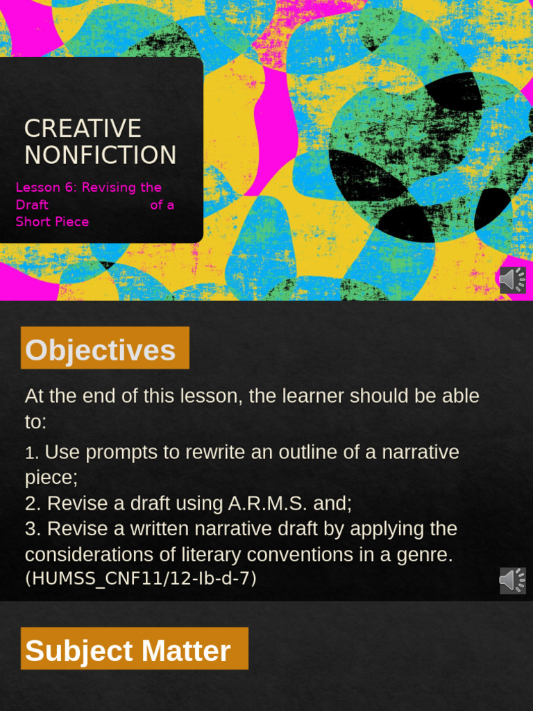 CNF Lesson 6 Revising The Draft of A Short Piece | PDF | Christopher ...