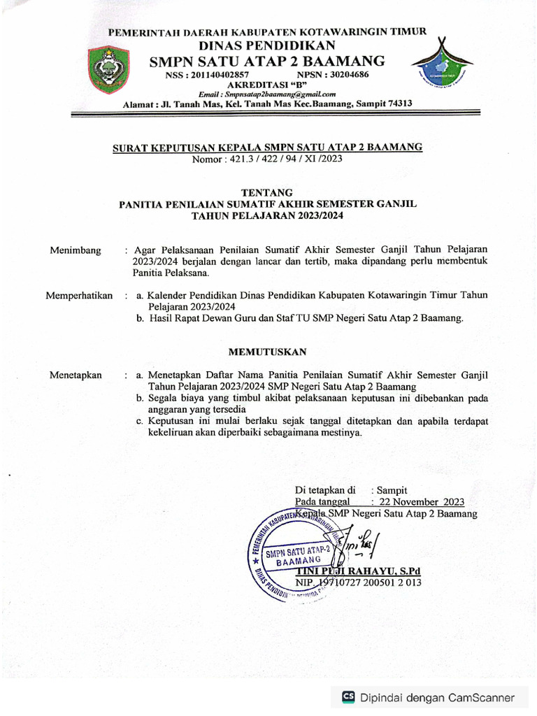 SK PSA Semester Ganjil Tp.2023,2024 | PDF