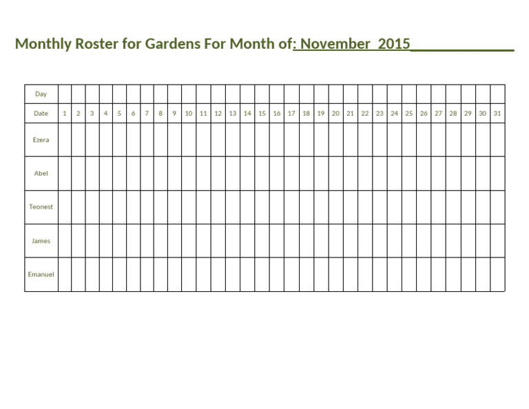 Garden Roster | PDF