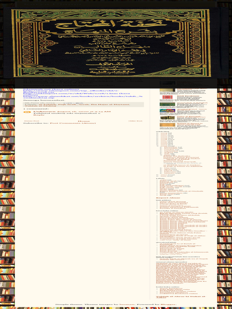 Karya Ulama Tuhfah Al-Muhtaj Bi Syarh Al-Minhaj | PDF