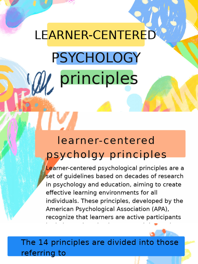 Learner Centered Psychological Principles | PDF | Motivational | Motivation