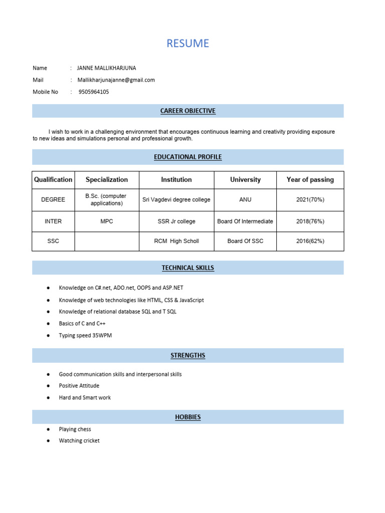 Malli Resume | PDF | Computing