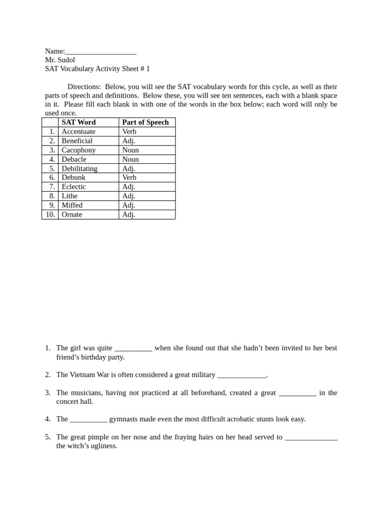 SAT Word List 01 | PDF