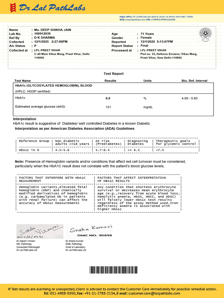 HbA1c Test Report for Diabetes Management | PDF | Glycated Hemoglobin ...