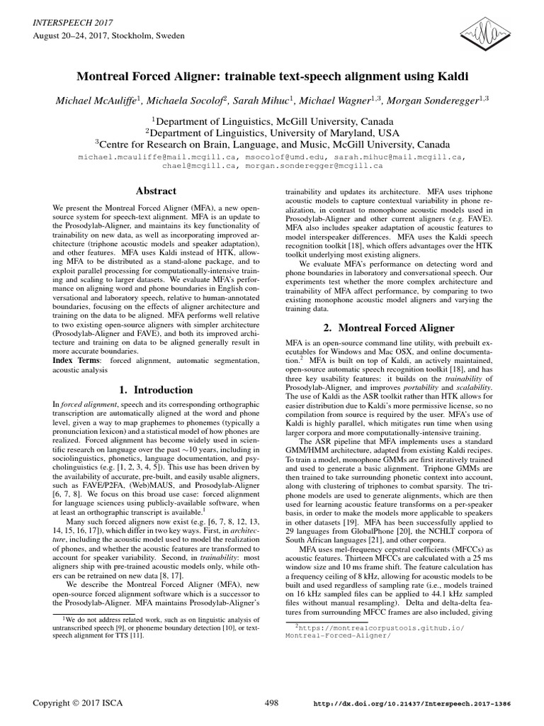 mcauliffe17_interspeech | PDF | Speech Recognition | Human Voice