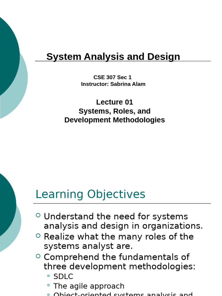 Lecture 01 CSE 307 Systems, Roles, and Development Methodologies | PDF | Agile Software ...