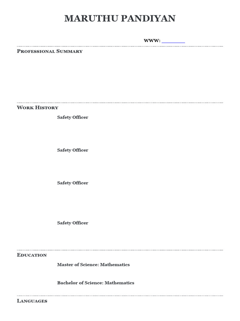 Maruthu Pandiyan: Professional Summary | PDF | Safety | Occupational ...