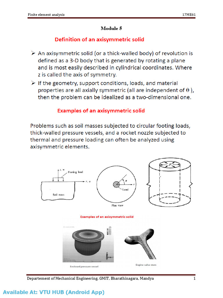Finite Element Analysis 17ME61: Departement of Mechanical Engineering ...