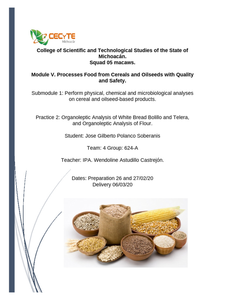 Sensory Analysis of White Bread Rolls and Telera, and Sensory Analysis ...