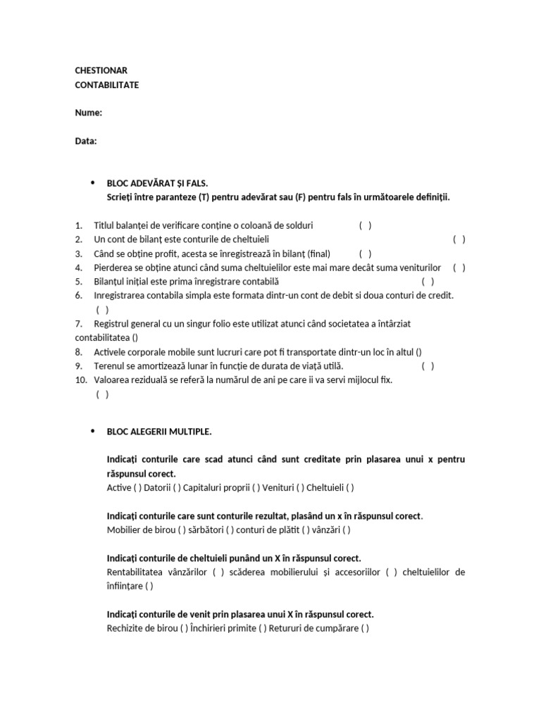 Examen de Contabilitate | PDF