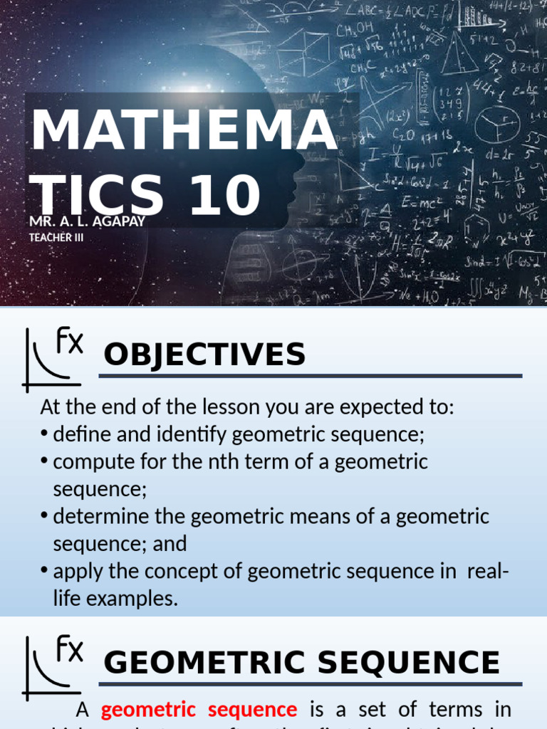Math 10 Lesson 3 (Geometric Sequence) | PDF | Elementary Mathematics | Mathematical Analysis