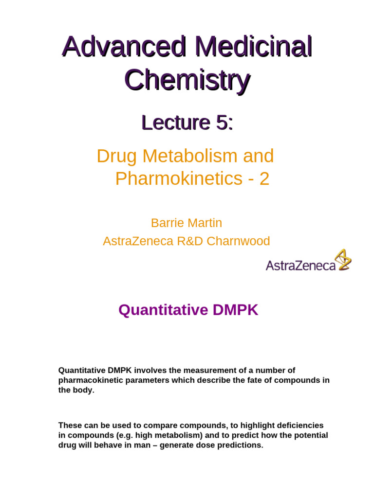 Advmedchem Lecture5 | PDF | Pharmacokinetics | Drug Metabolism