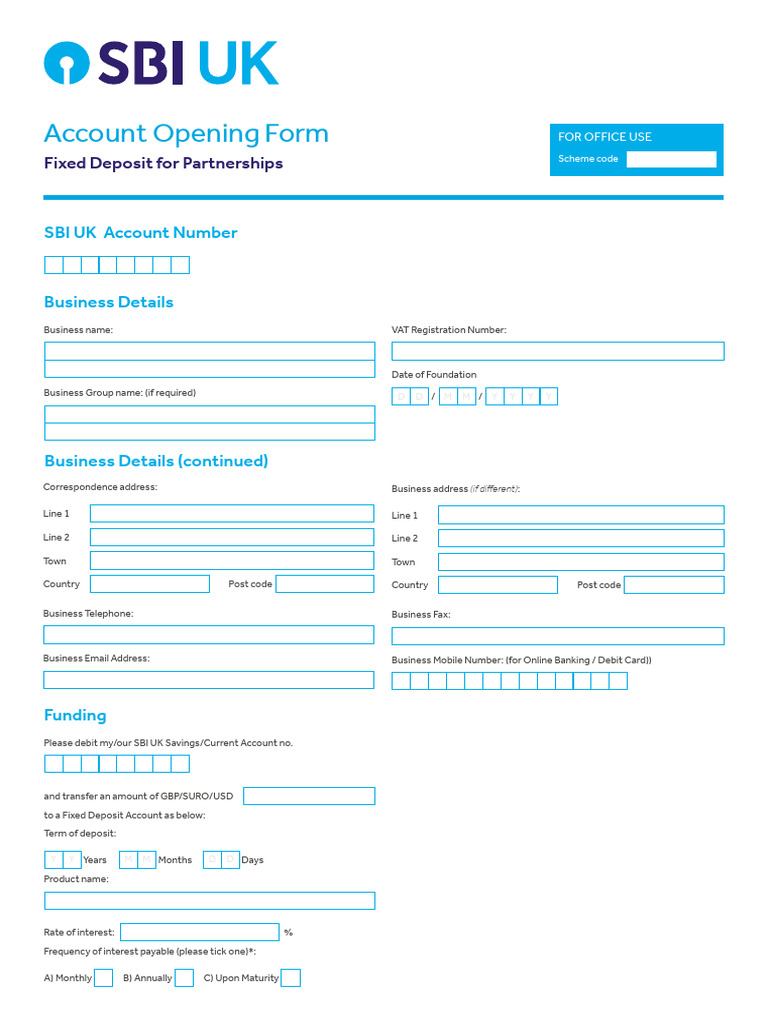 Fixed Deposit Partnership Application Form | PDF | Partnership | Banks