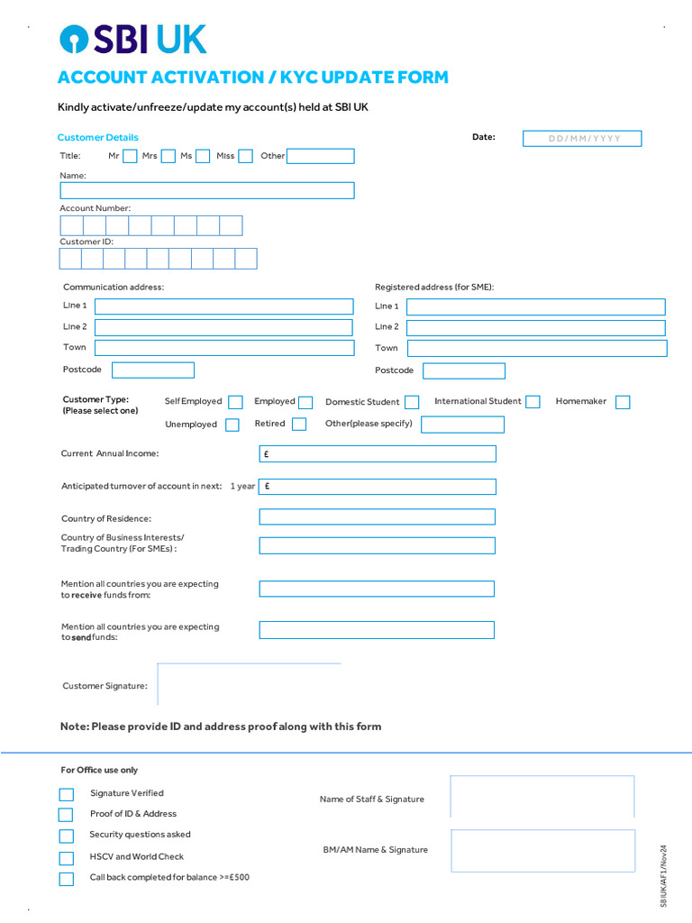 Account Activation Form Nov24 | PDF