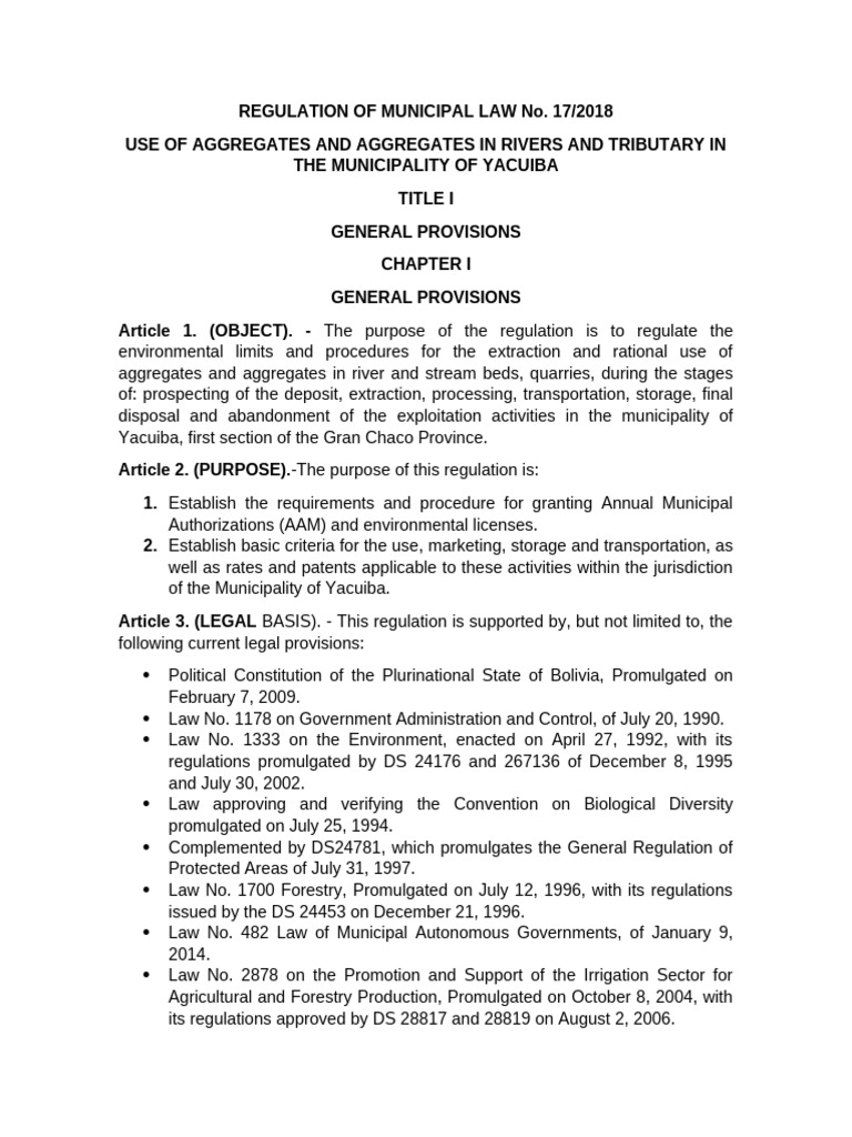 Regulation of the Municipal Law | PDF | Patent | Construction Aggregate