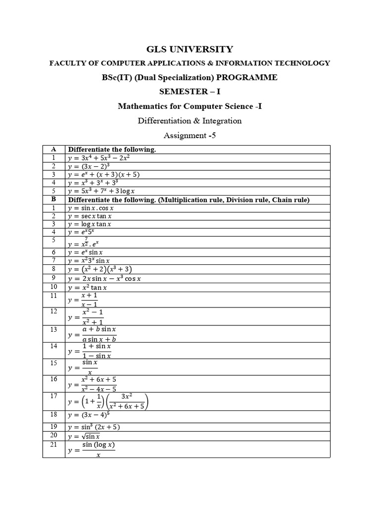 Assignment 5 (Differentiation Integration) | PDF