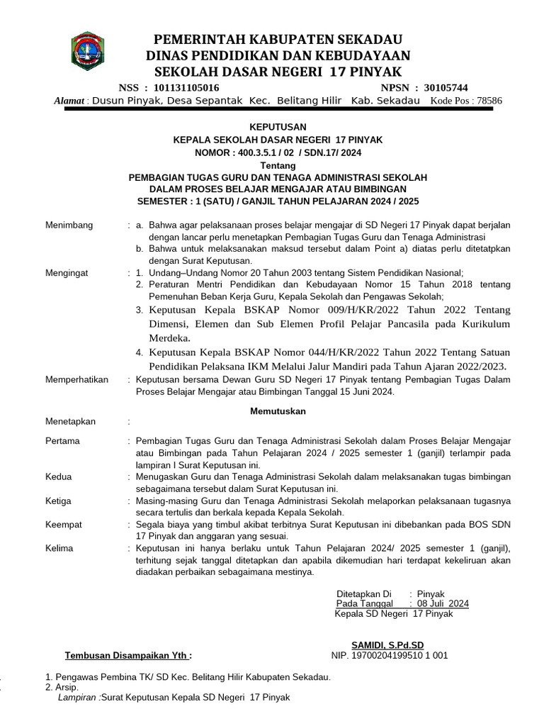 SK KBM SMT.Ganjil 2024-2025 | PDF