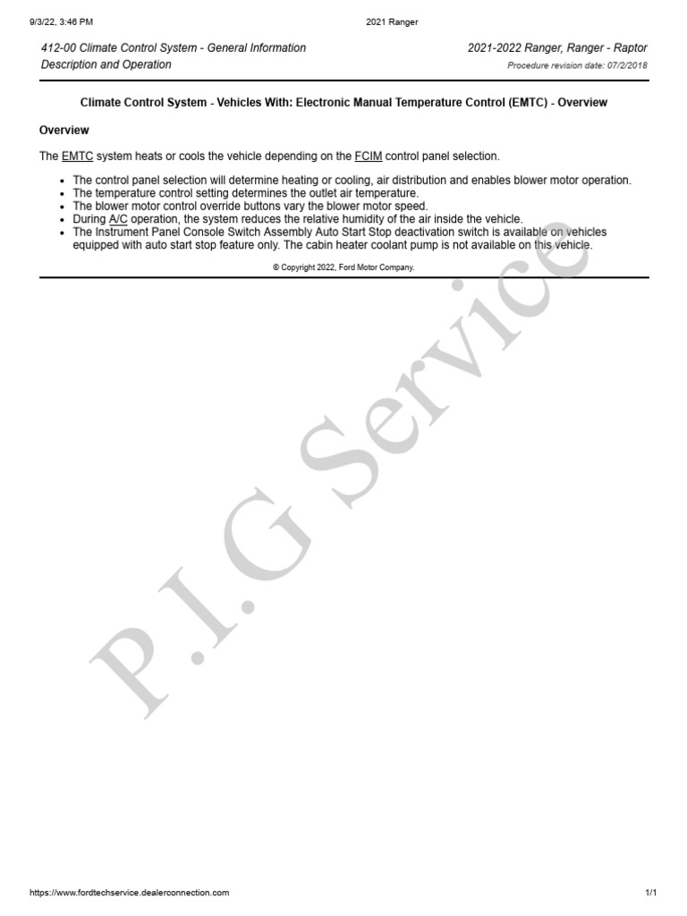 Climate Control System - Vehicles With Electronic Manual Temperature ...