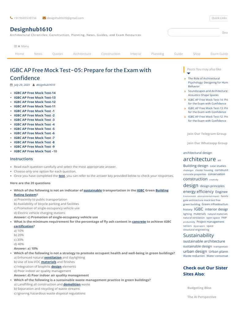 IGBC AP Free Mock Test-05 - Prepare For The Exam With Confidence ...