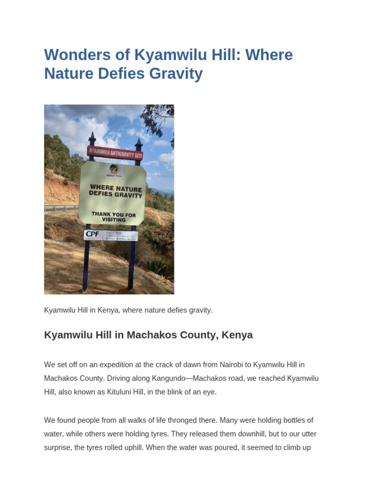 Wonders of Kyamwilu Hill Where Nature Defies Gravity | PDF